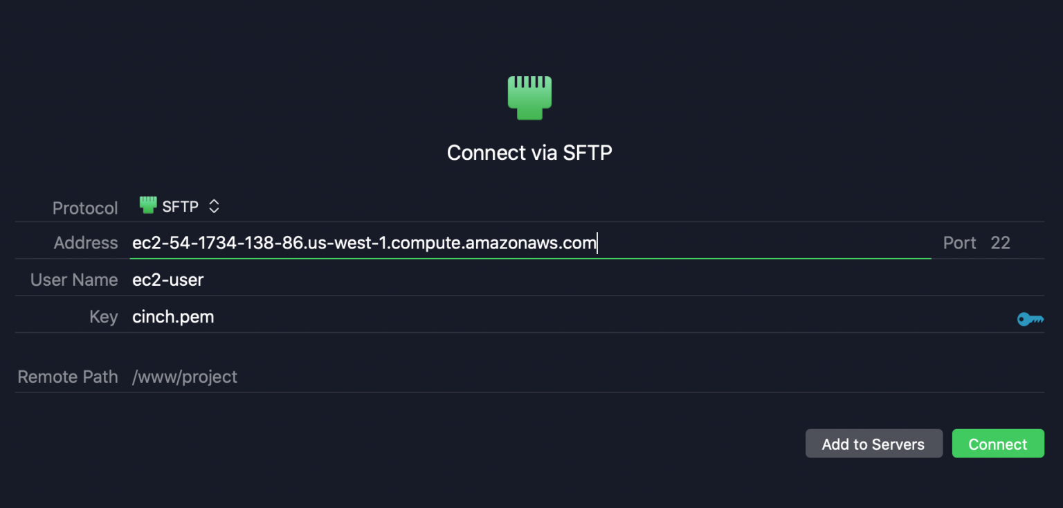 Connecting to Amazon EC2 via SFTP | Cinch Web Services